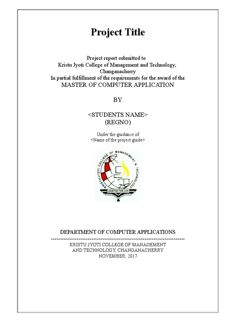 Project Title: Master of Computer Application BY (Regno) | PDF
