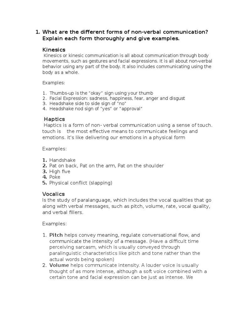 What Are The Different Forms of Non-Verbal Communication? Explain Each ...