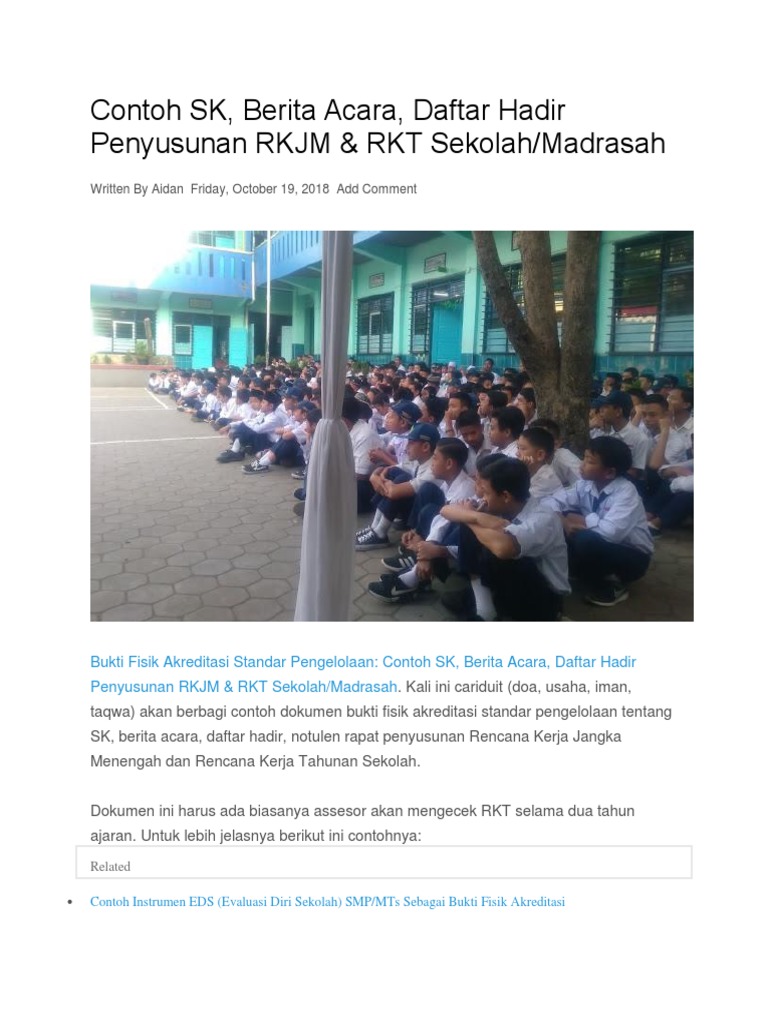 Contoh SK, Berita Acara, Daftar Hadir Penyusunan RKJM & RKT Sekolah ...