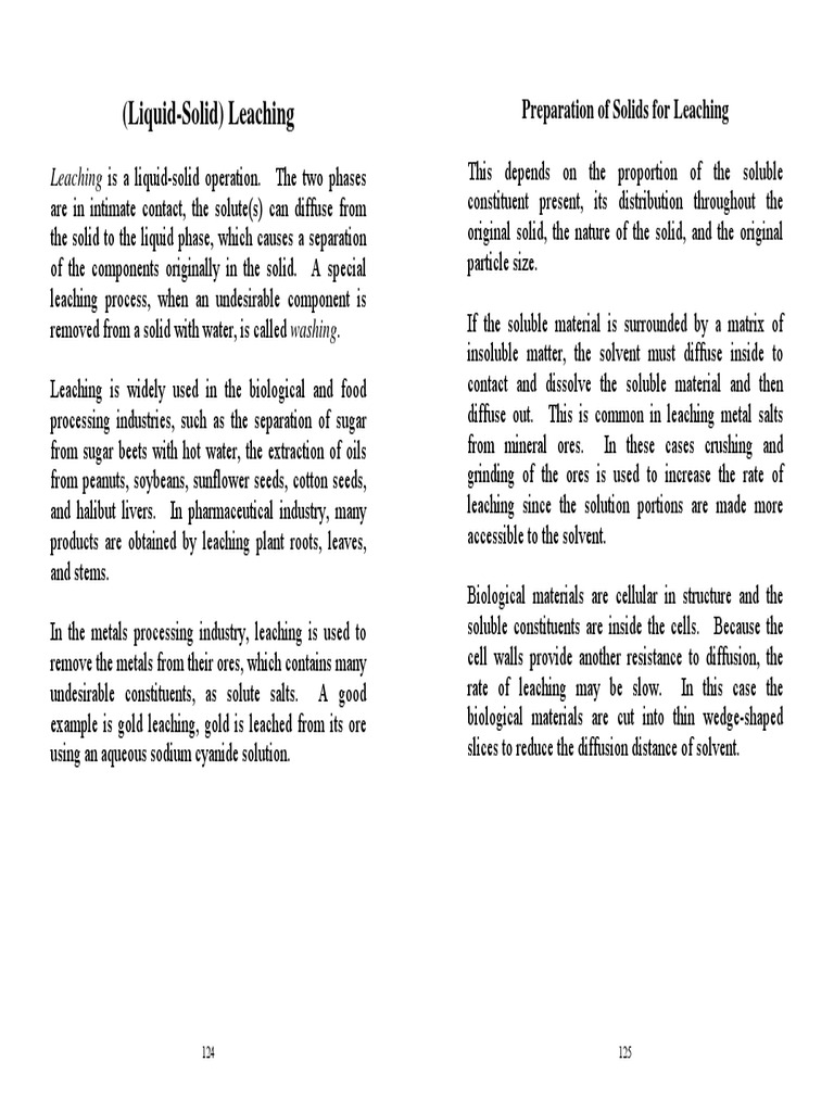 Leaching Is A Liquid-Solid Operation. The Two Phases | PDF | Solution ...