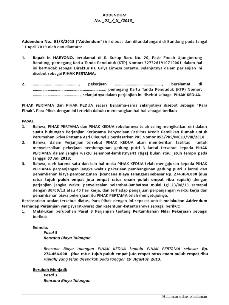 Contoh Addendum | PDF