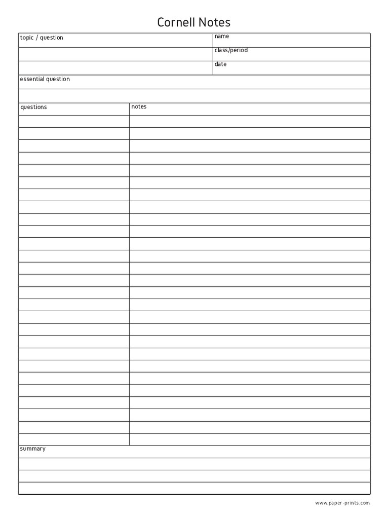 Cornell Notes Template Guide | PDF | Technology & Engineering