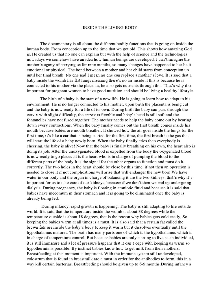 Inside The Living Body | PDF | Breast Milk | Senses