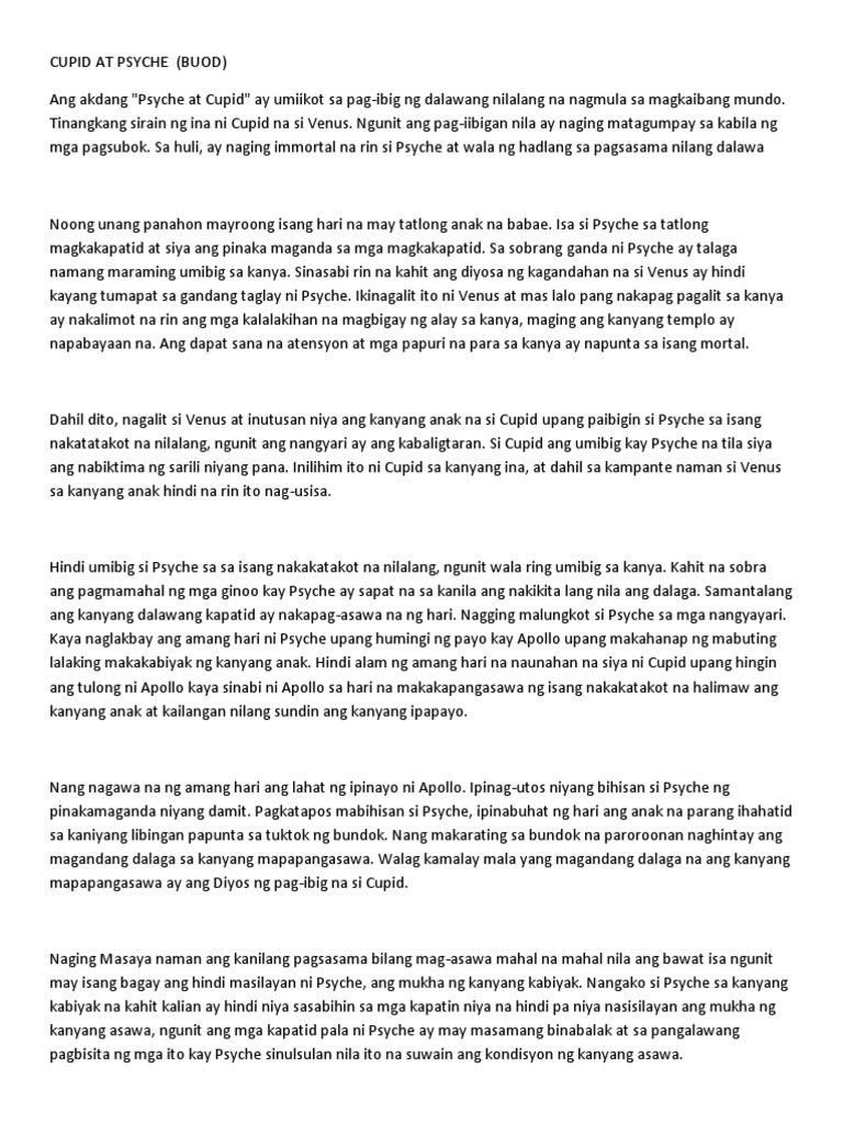 CUPID AT PSYCHE Buod | PDF