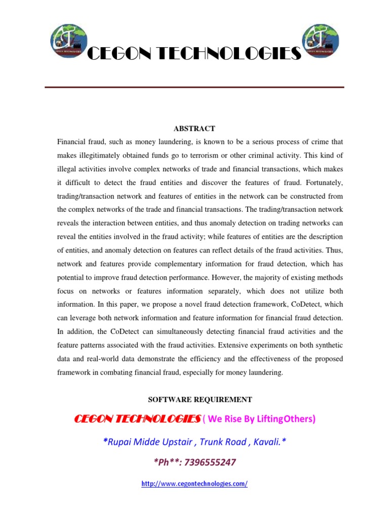 CoDetect Financial Fraud Detection PDF | PDF | Fraud | Money Laundering