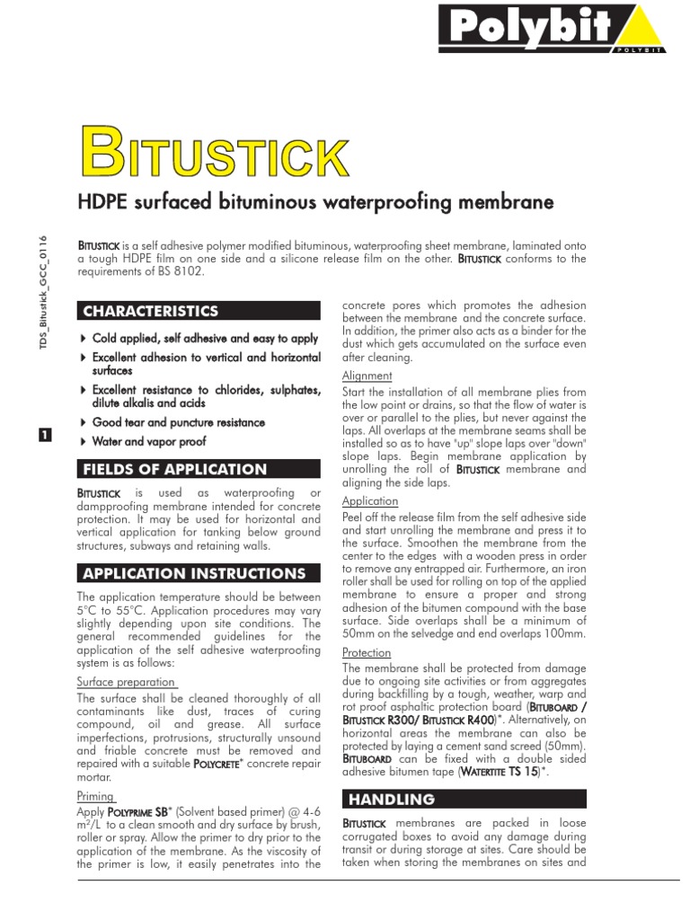 Itustick Itustick: HDPE Surfaced Bituminous Waterproofing Membrane ...