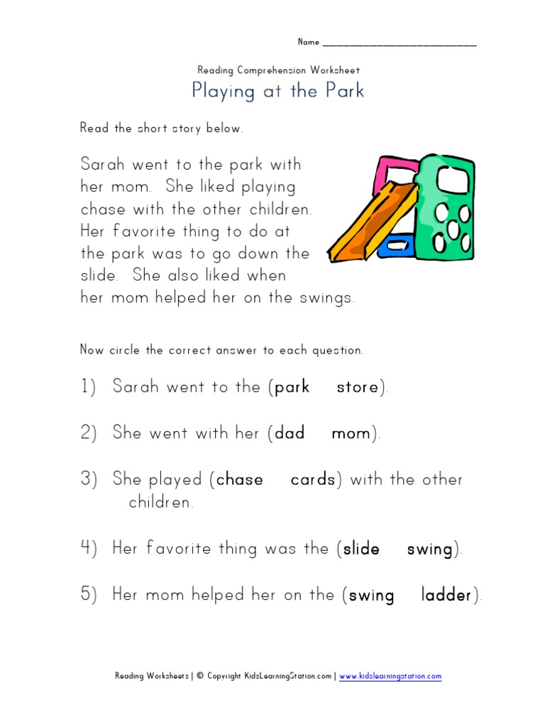 Reading Comprehension Park PDF | PDF