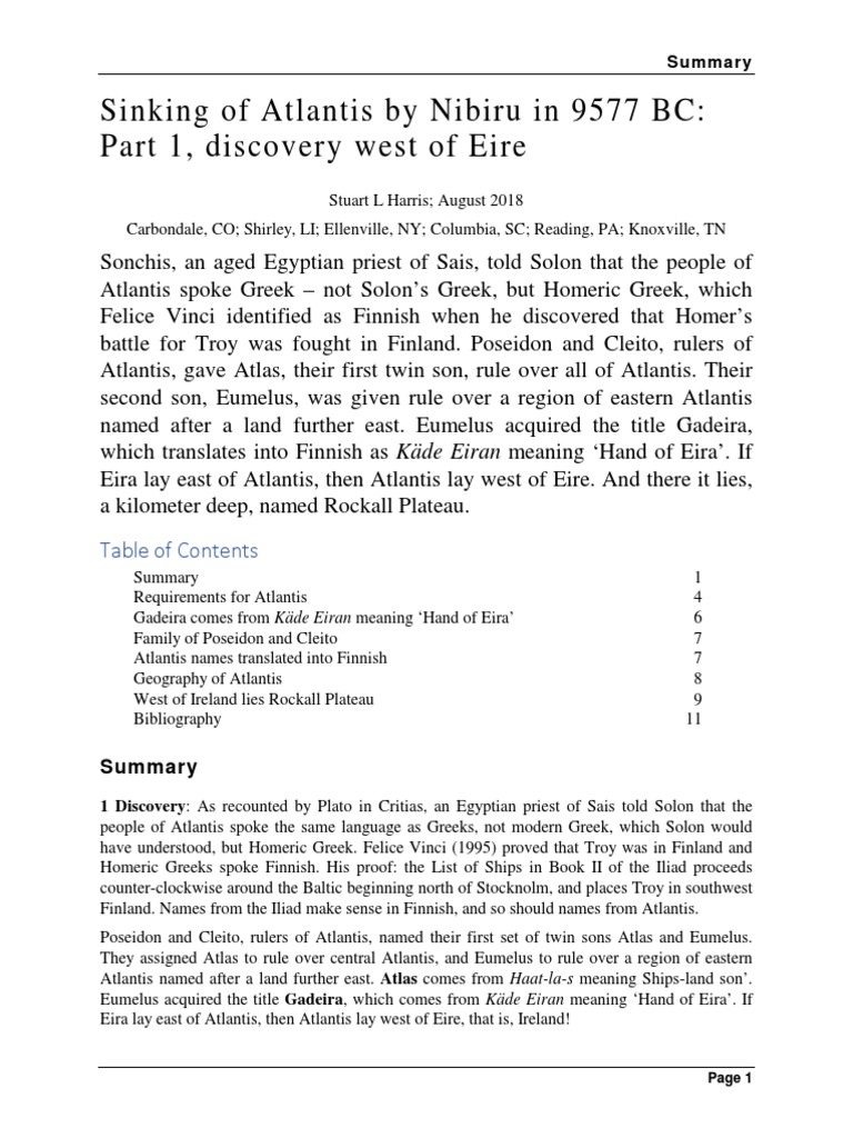 Sinking of Atlantis by Nibiru in 9577 BC: Part 1, Discovery West of ...