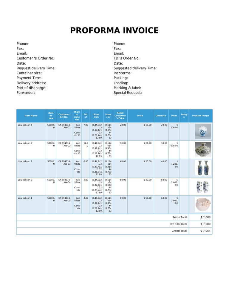 Proforma Invoice Balloons | PDF | Market (Economics) | Economies