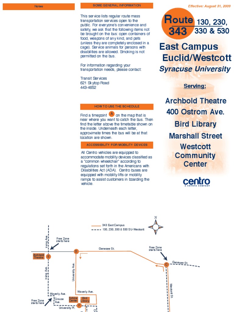 General Information on Centro Bus Routes Serving Syracuse University ...