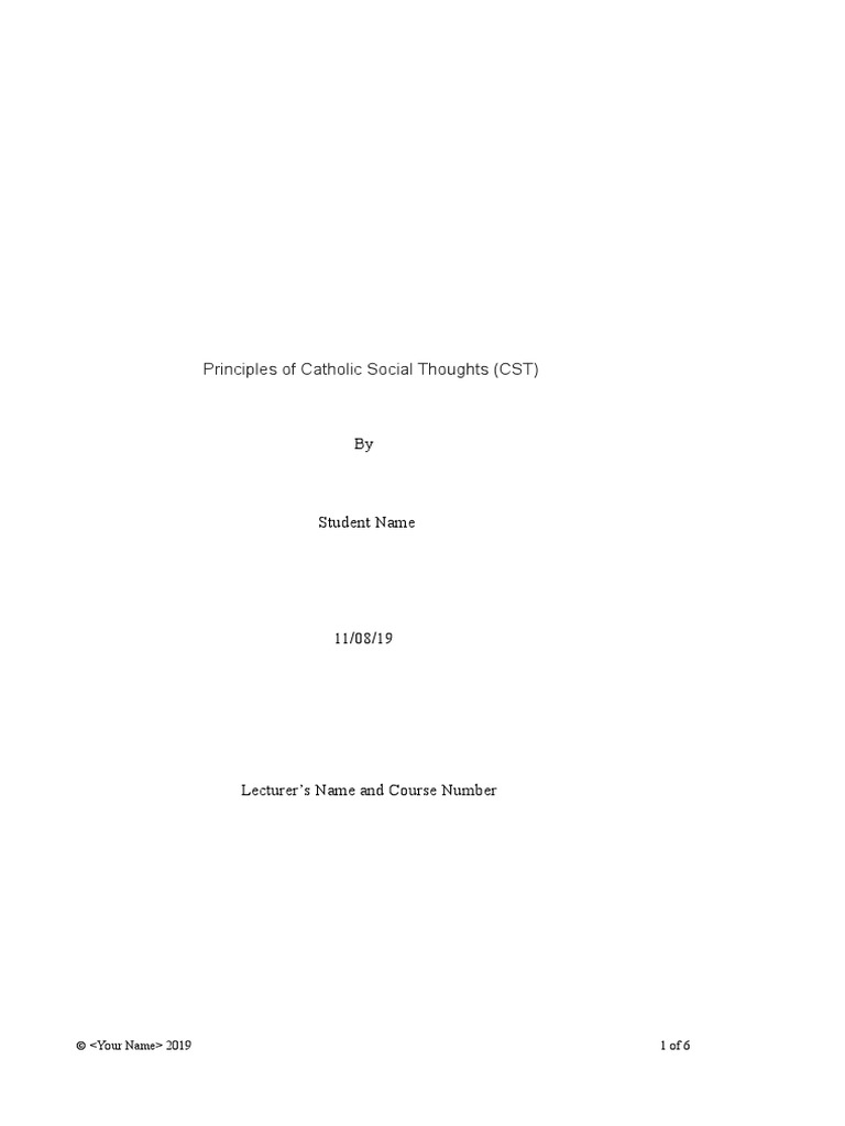 CST Principles - Edited | PDF | Catholic Social Teaching | Common Good