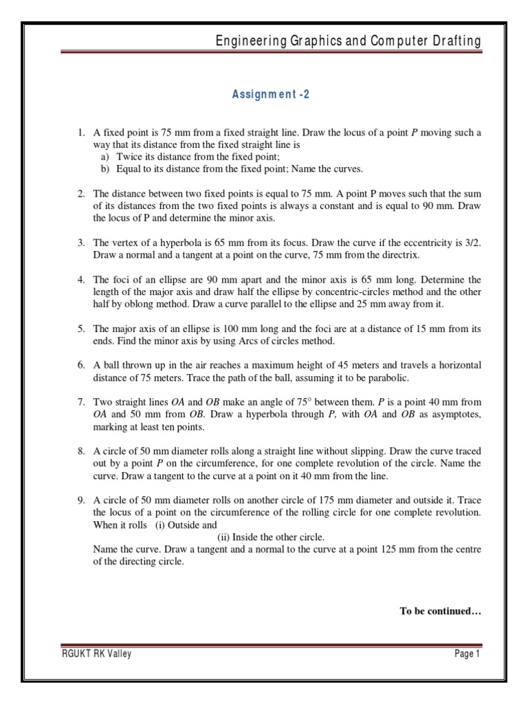 Engineering Graphics and Computer Drafting: Assignment - 2 | PDF ...