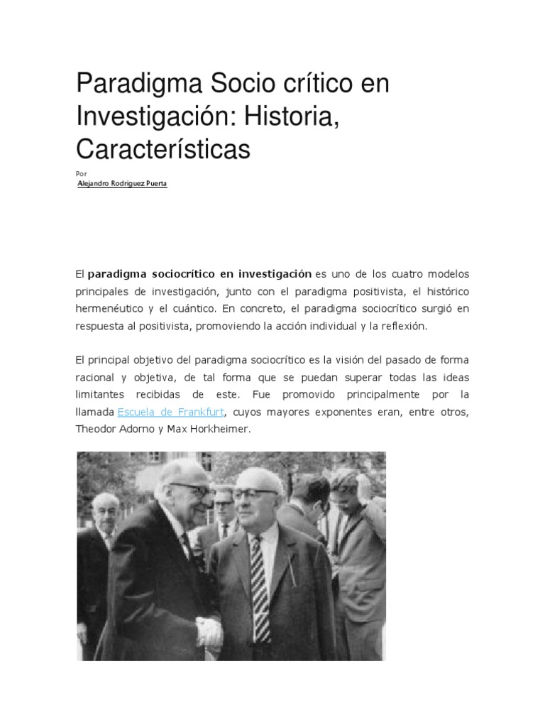 Paradigma Sociocrítico en Investigación | PDF | La teoría crítica ...