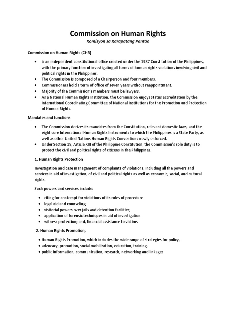 Commission On Human Rights | PDF | Law And Economics | Government ...