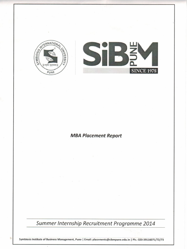 SIBM Pune Summer Placement Report 2013-15 Batch | PDF