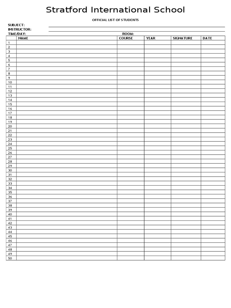 Student Enrollment Roster | PDF