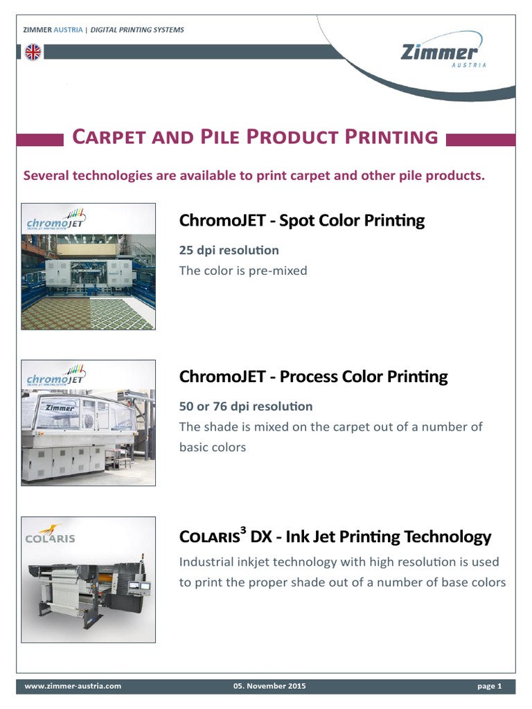 Digital Carpet Printing Technologies | PDF | Printer (Computing) | Carpet