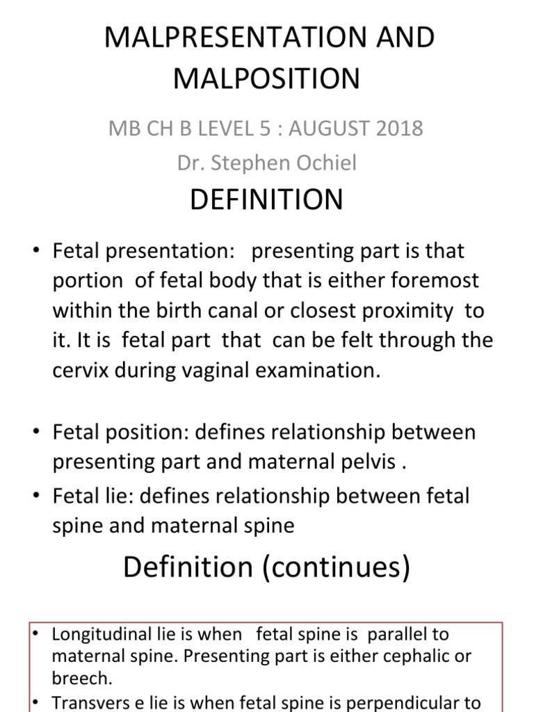 Malpresentation and Malposition | PDF | Childbirth | Pelvis