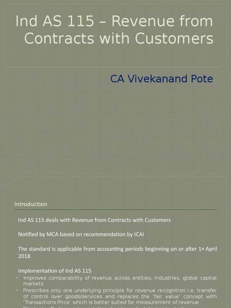 Ind AS 115: Revenue Recognition Guide | PDF | Financial Transaction ...