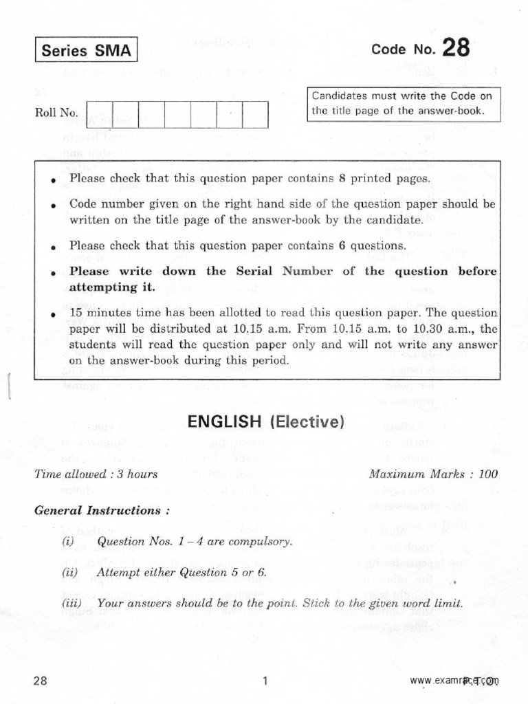 CBSE Class 12 Outside English Elective 2012 | PDF | Mahatma Gandhi ...