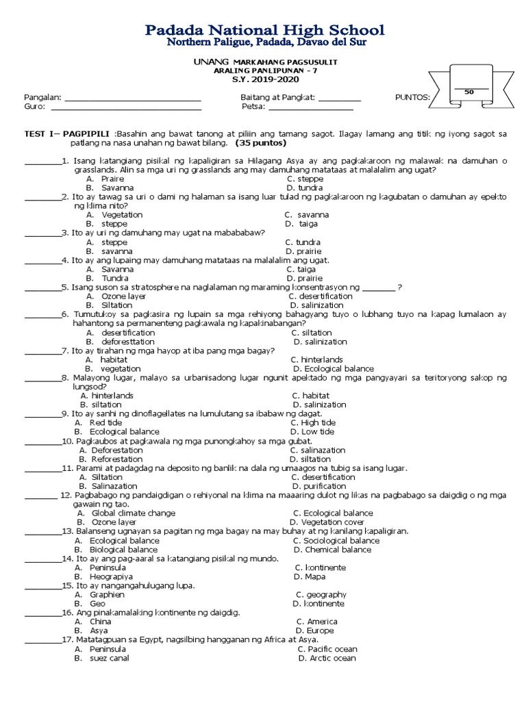 AP 7 First Grading | PDF