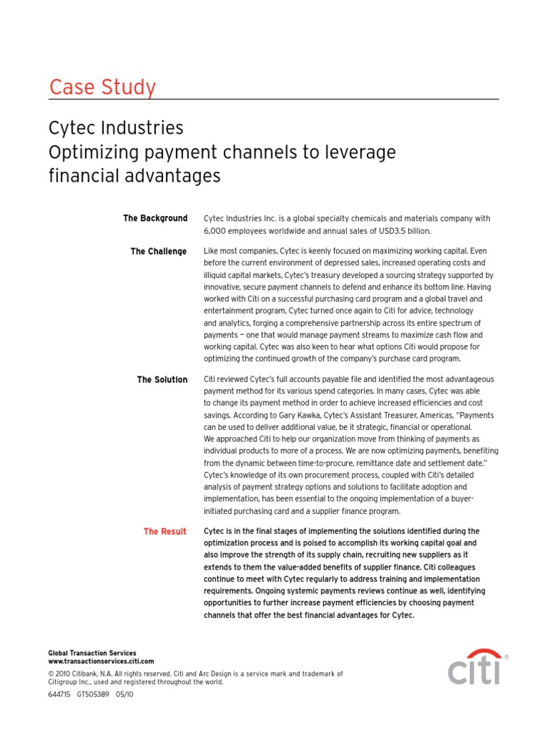 Cytec | PDF | Citigroup | Supply Chain