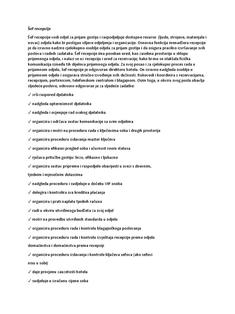 Hotelsko Osoblje | PDF