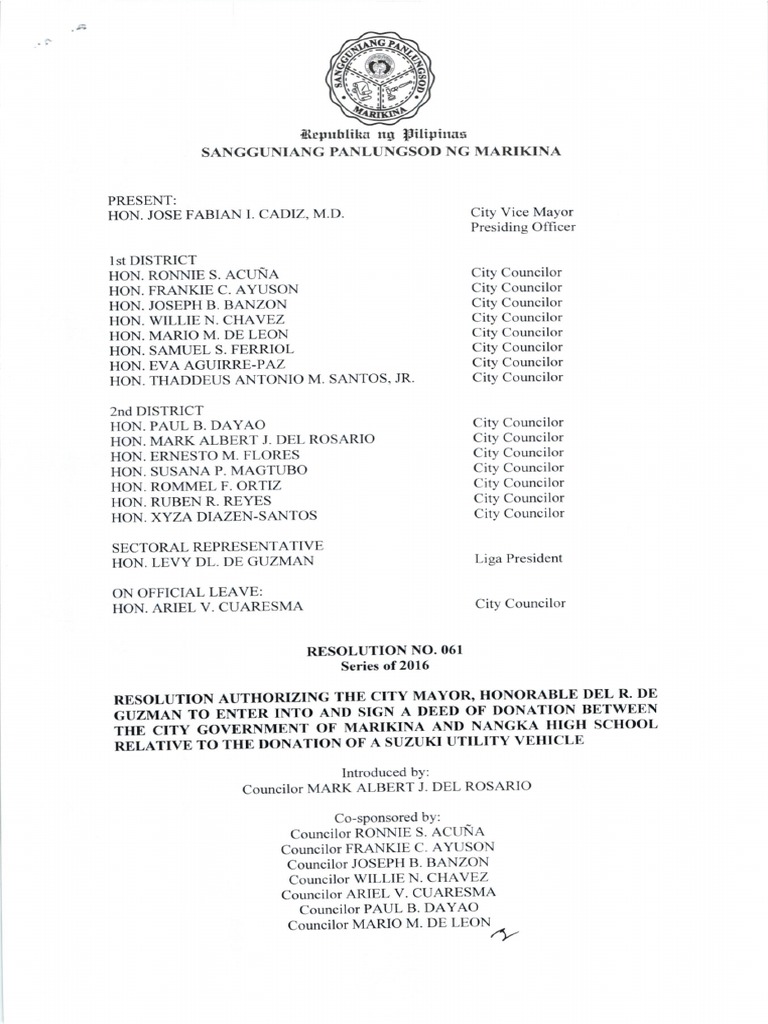 Resolution Donation Vehicle | PDF | Government