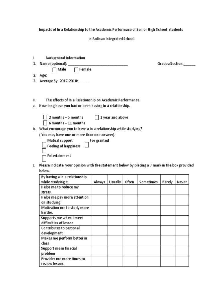 Effects of Relationships on Academic Performance | PDF | Motivation ...