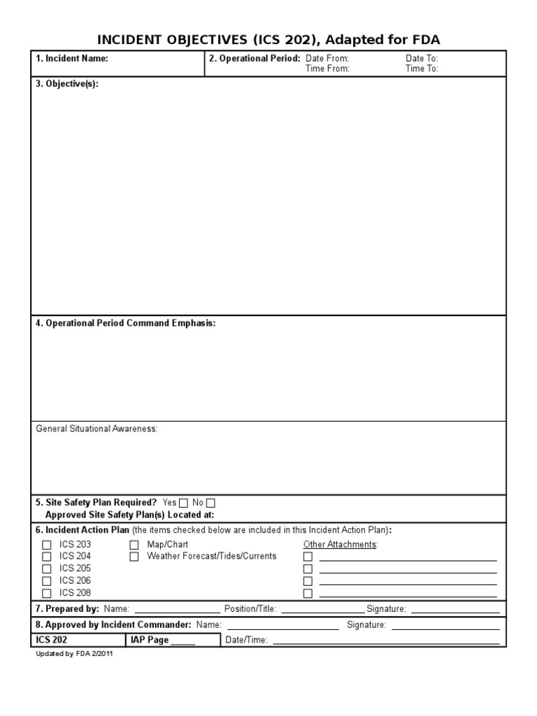 ICS 202-Incident Objectives | PDF | Incident Command System | Business