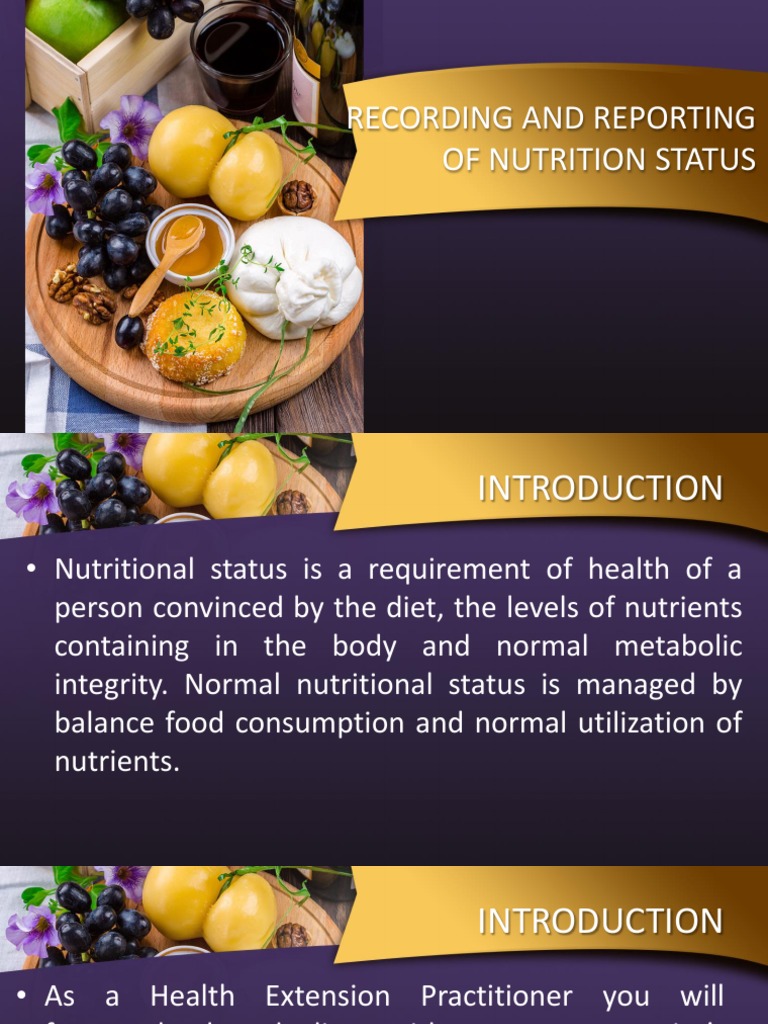 Recording and Reporting Nutritional Status and Evaluation | PDF ...