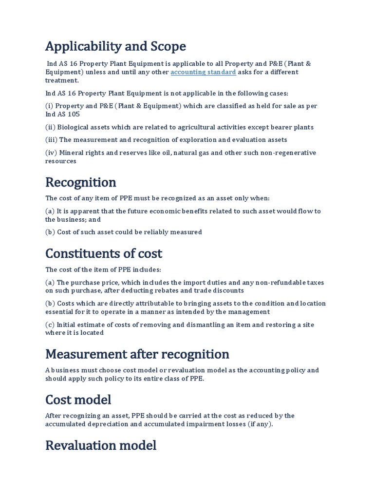 Applicability and Scope: Accounting Standard | PDF | Depreciation ...