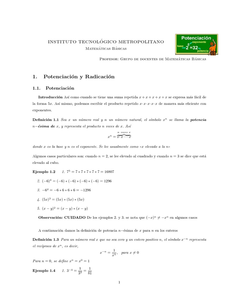 2 Potenciacion y Radicacion | PDF | Exponenciación | Entero