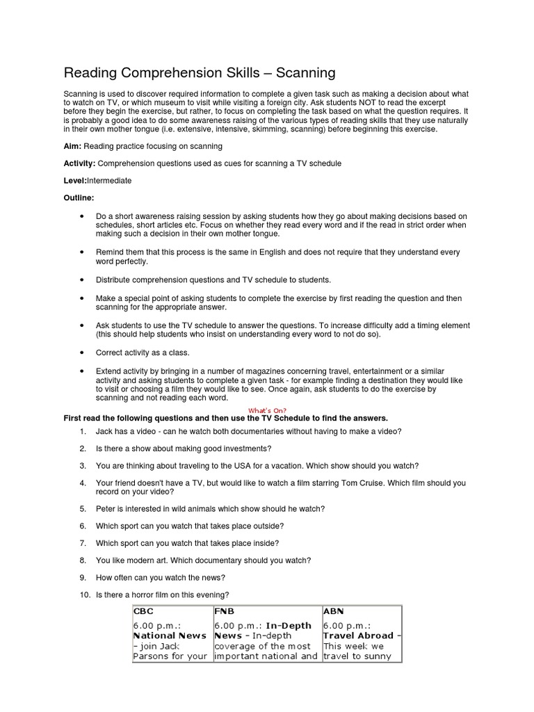 How To Teach Scanning | PDF | Speed Reading | Reading Comprehension
