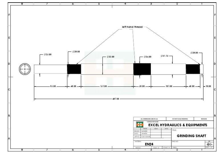 Excel Hydraulics & Equipments Grinding Shaft EN24: Left Hand Thread | PDF