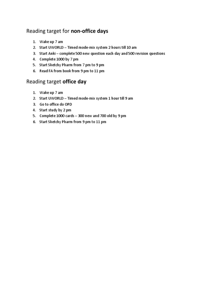 Reading Target For USMLE | PDF