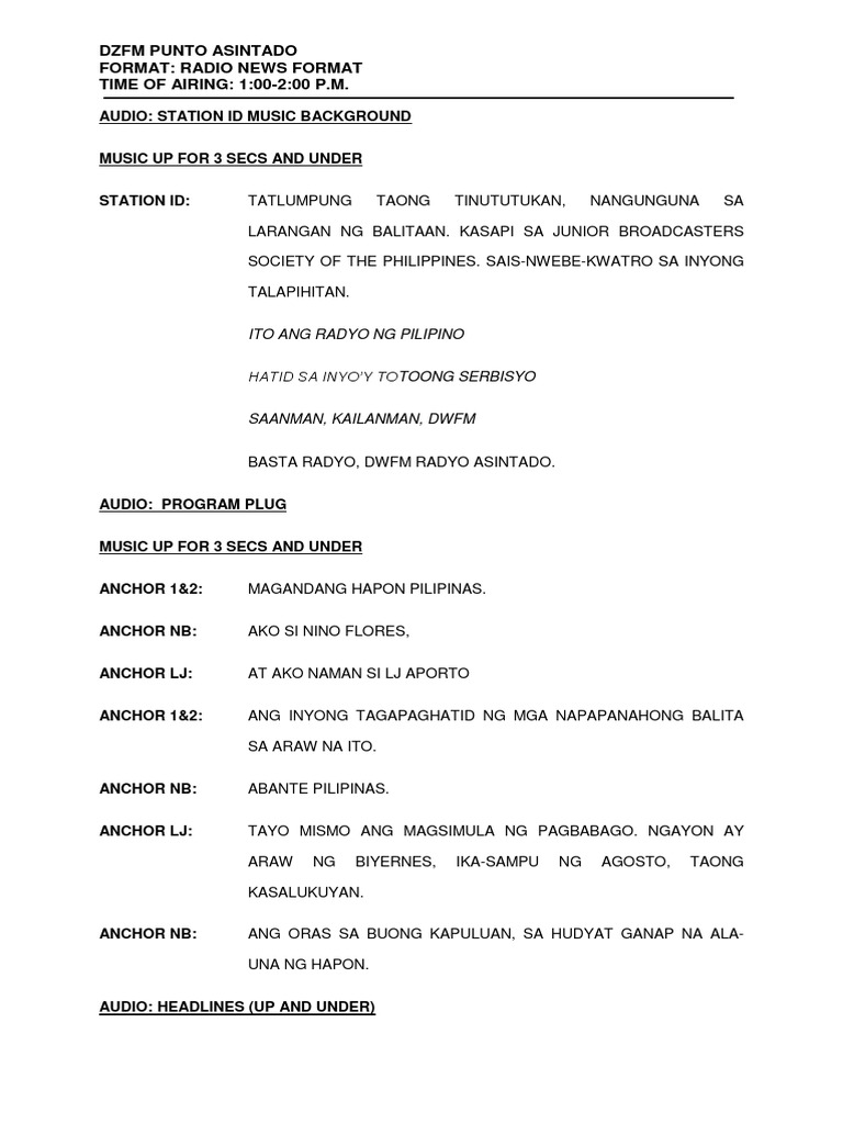 Radyo Asintado Script | PDF