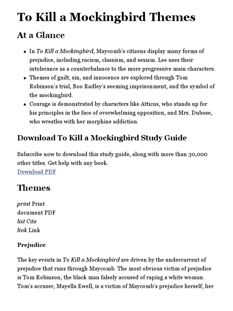 To Kill A Mockingbird Themes | PDF | To Kill A Mockingbird