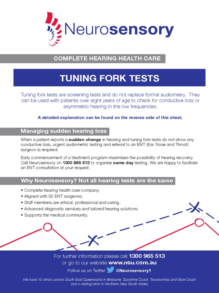 Tuning Fork Instruction Sheet | PDF | Hearing Loss | Human Head And Neck