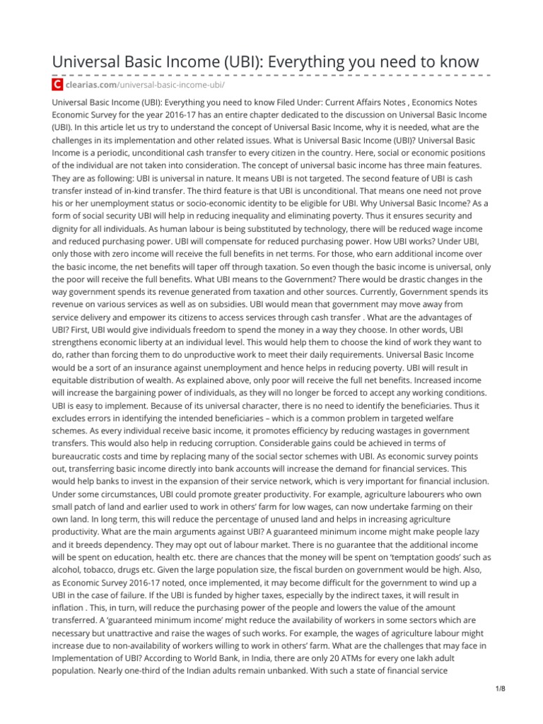 Universal Basic Income | PDF | Poverty | Poverty & Homelessness