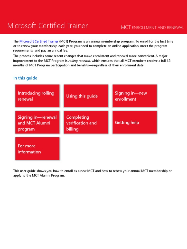 MCT Enrollment and Renewal Quick Reference Guide | PDF | Receipt ...