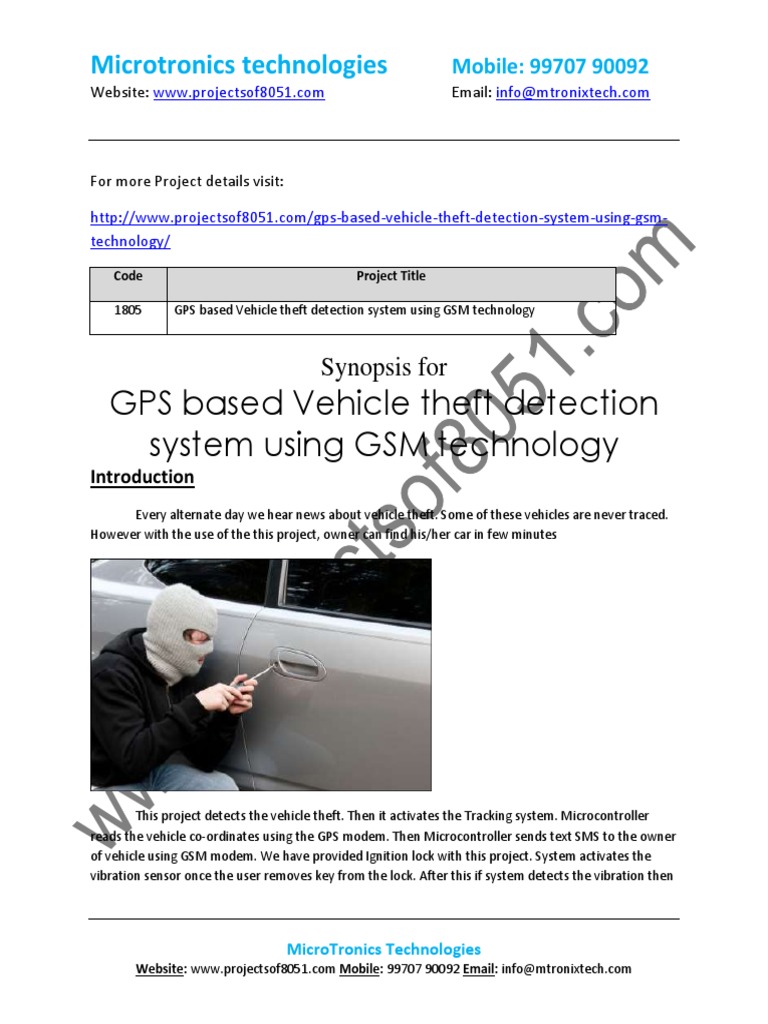 1805 Gps Based Vehicle Theft Detection System Using GSM Technology ...