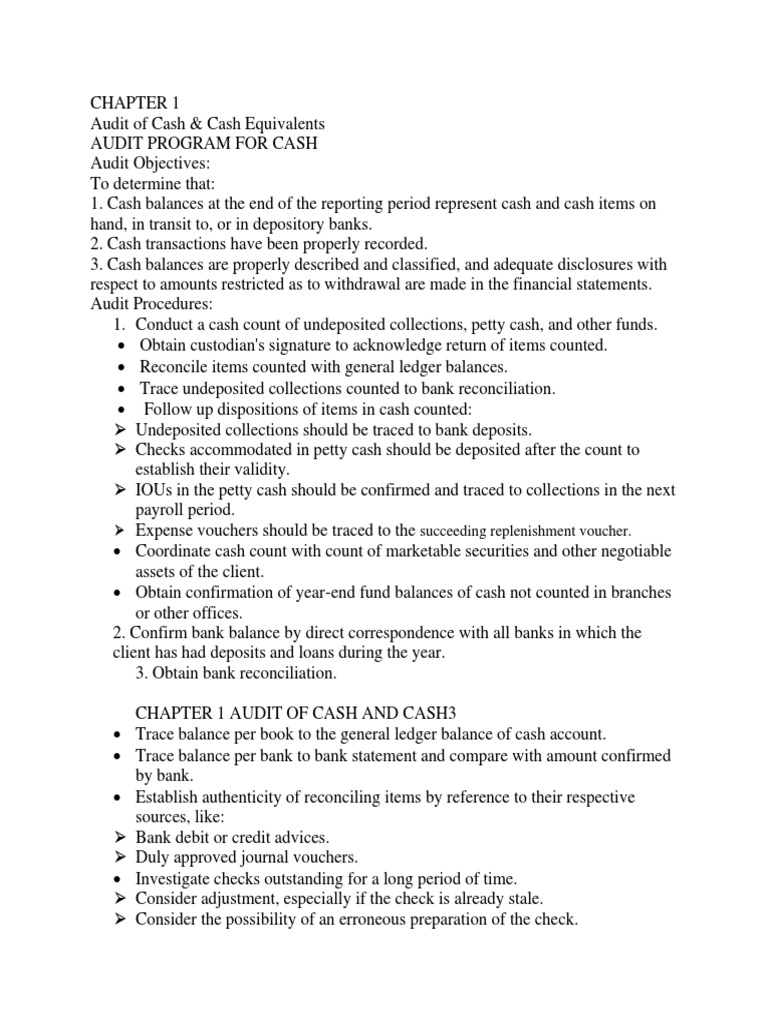 Audit Procedures for Cash Management | PDF | Deposit Account | Cheque
