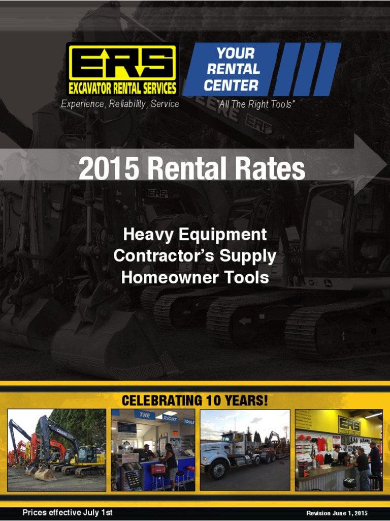 2015 Rental Rates: Heavy Equipment Contractor S Supply Homeowner Tools ...