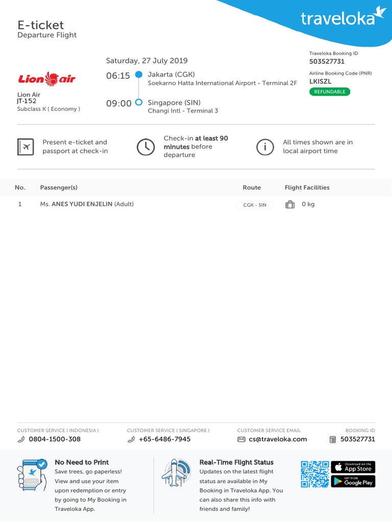 Anes Yudi Enjelin CGK Lkiszl Sin Flight - Originating | PDF | Airlines | Aviation