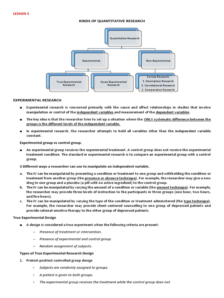 PR2 LESSON 3 Kinds of Quantitative Research | Experiment | Design Of ...