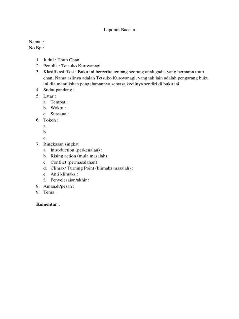 Contoh Laporan Bacaan | PDF | Filsafat | Seni & Disiplin Bahasa