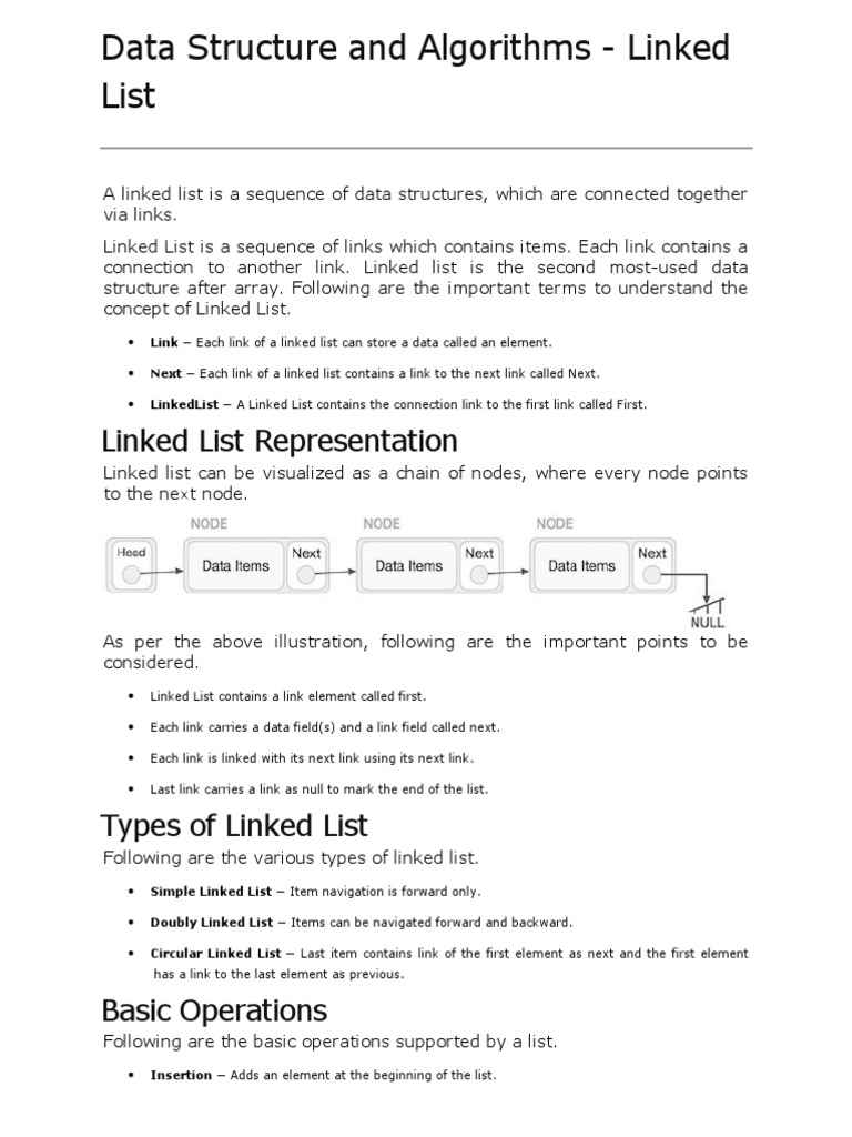 Data Structure and Algorithms - Linked List | PDF | Information Retrieval | Data Management