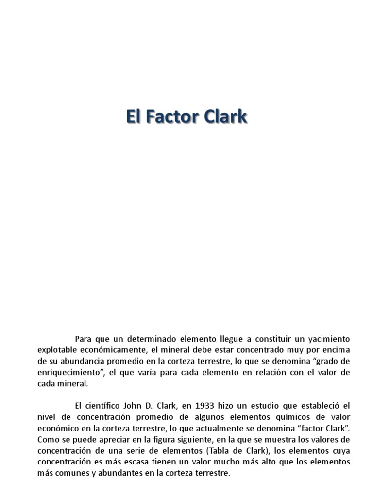 El Factor Clark | Descargar gratis PDF | Minerales | Concentración