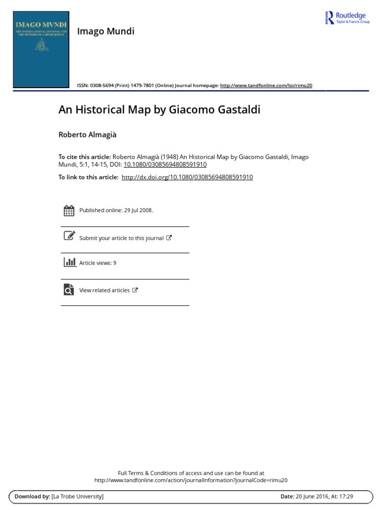 An Historical Map by Giacomo Gastaldi | PDF | Cartography | Geographic ...